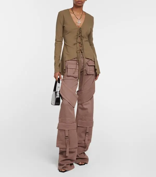 Blumarine Tie-front Wool-blend Blouse - Green