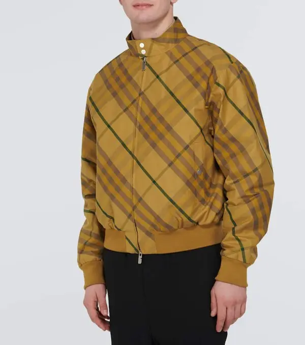Burberry Checked Cotton Twill Bomber Jacket - Yellow