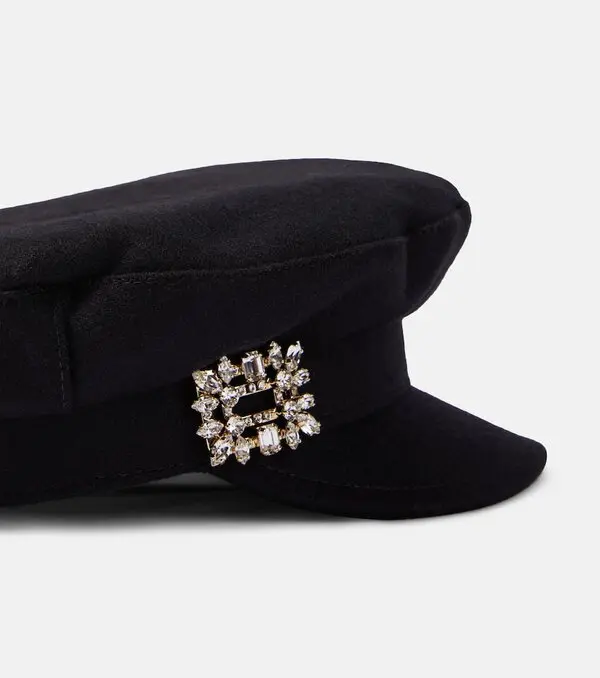 ROGER VIVIER Embellished Wool-blend Cap - Black