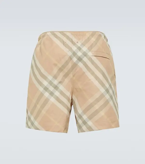 Burberry Check Swim Trunks - Beige