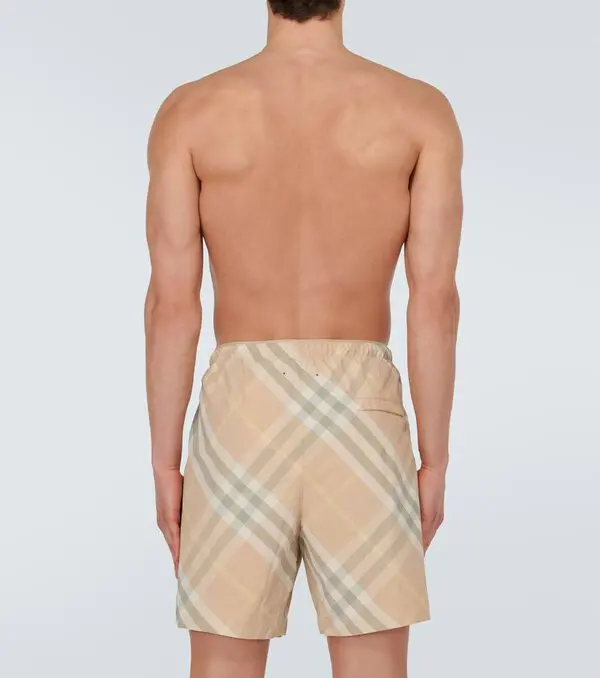 Burberry Check Swim Trunks - Beige