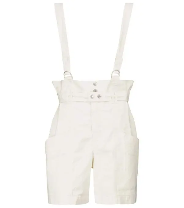 Isabel Marant Effie Linen And Cotton Suspender Shorts - White