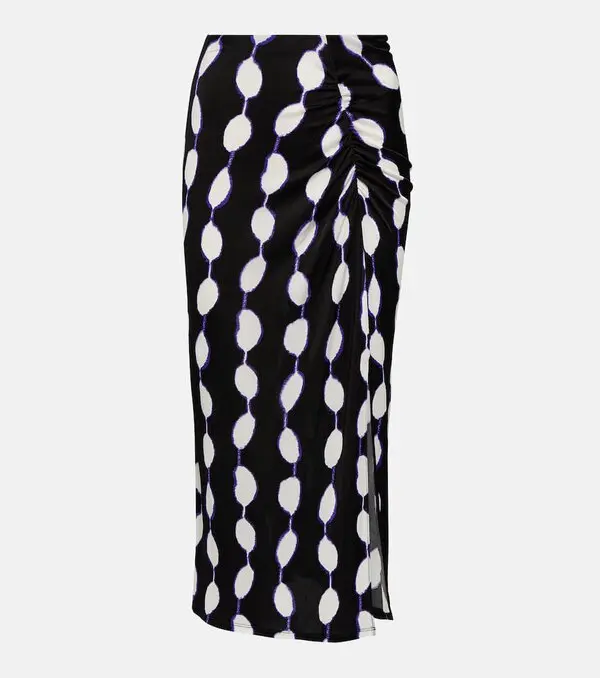 Diane Von Furstenberg Garcel Printed Jersey Midi Skirt