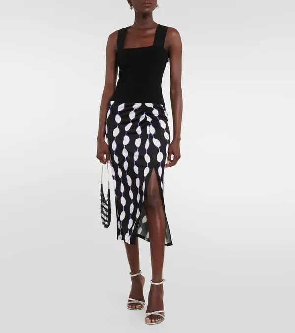 Diane Von Furstenberg Garcel Printed Jersey Midi Skirt
