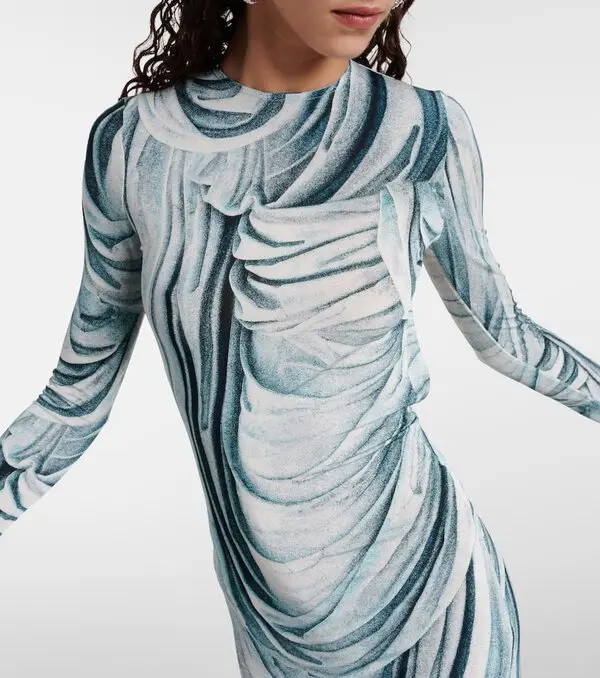 Rabanne Printed Jersey Maxi Dress
