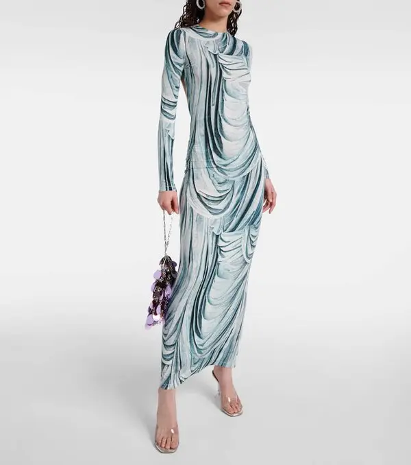 Rabanne Printed Jersey Maxi Dress
