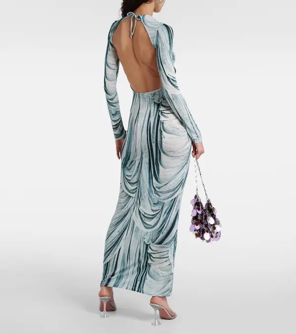 Rabanne Printed Jersey Maxi Dress
