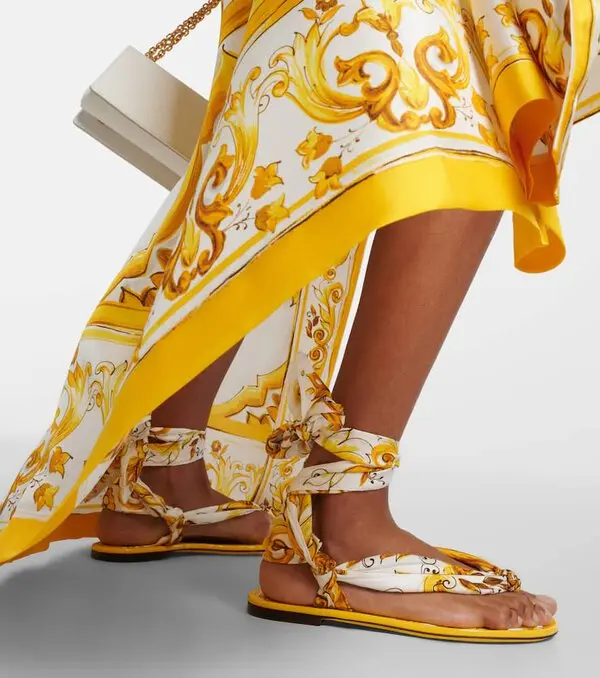 Dolce & Gabbana Printed Silk Twill Sandals