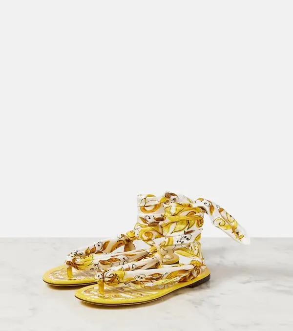 Dolce & Gabbana Printed Silk Twill Sandals