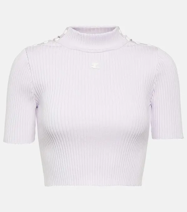 COURREGES Logo Ribbed-knit Crop Top