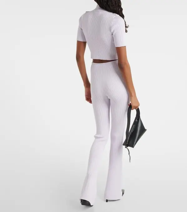 COURREGES Logo Ribbed-knit Crop Top