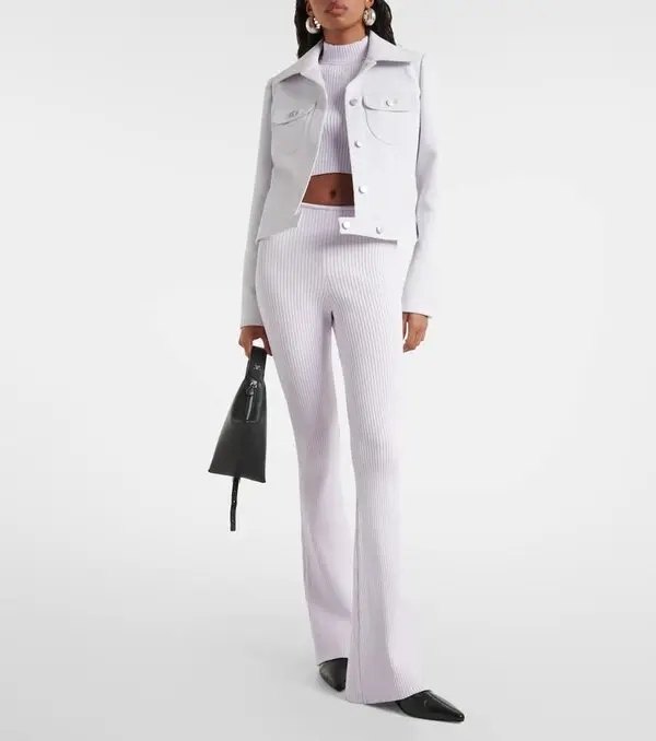 COURREGES Logo Ribbed-knit Crop Top
