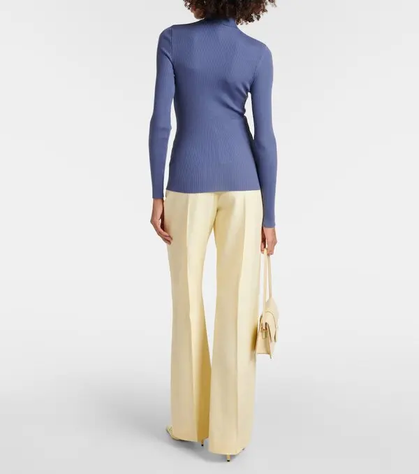 Wolford Ribbed-knit Virgin Wool Turtleneck Top - Blue