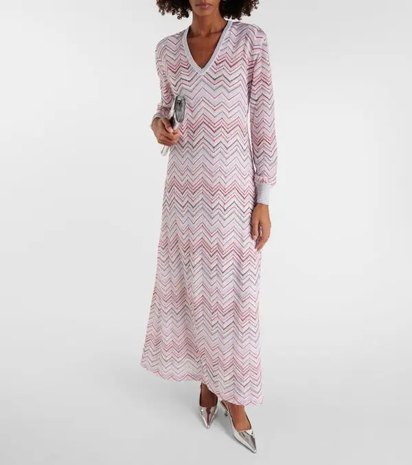 Missoni Zig Zag Metallic Knit Maxi Dress