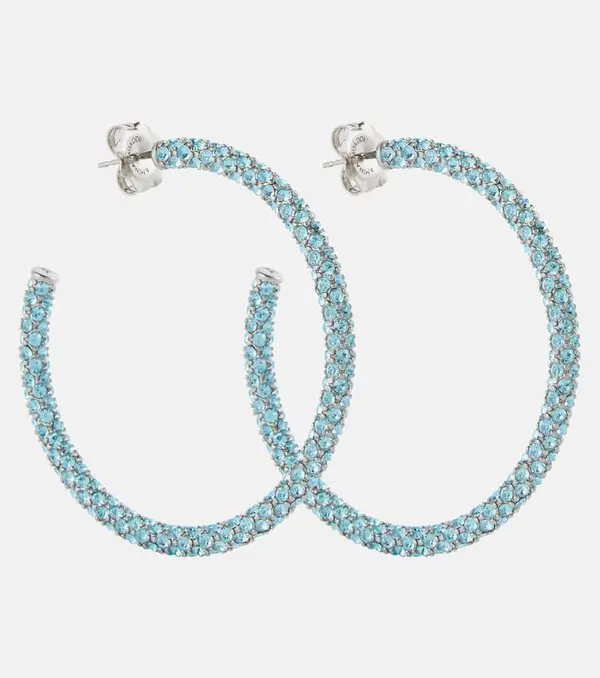 Amina Muaddi Cameron Crystal Hoop Earrings - Blue