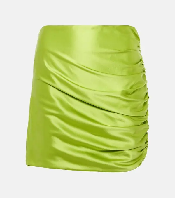 THE SEI Ruched Silk Satin Miniskirt