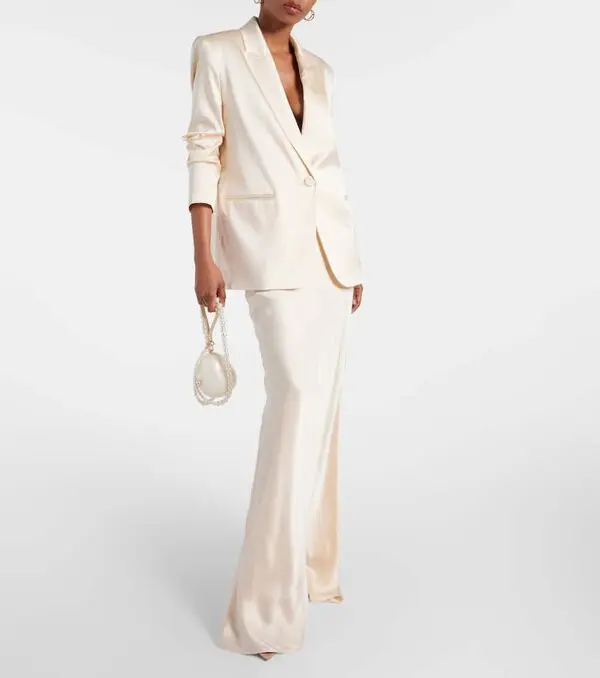 THE SEI Oversized Silk Blazer - White