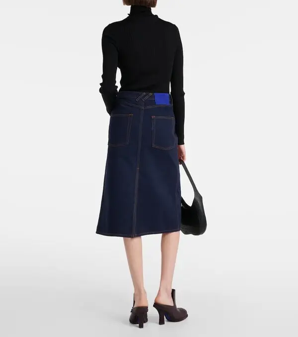 Burberry High-rise Denim Midi Skirt