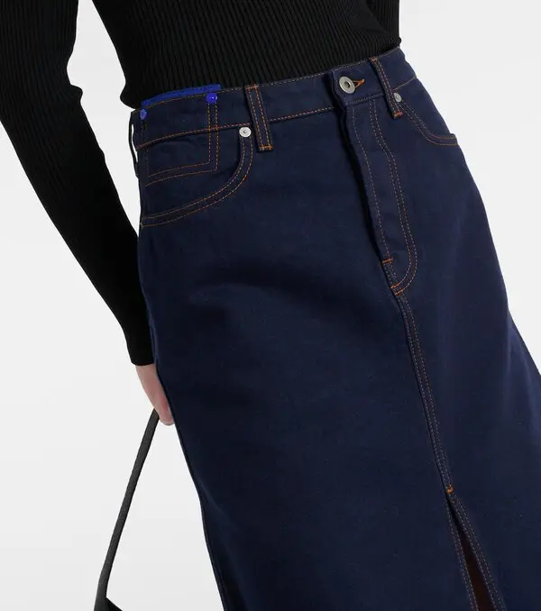 Burberry High-rise Denim Midi Skirt