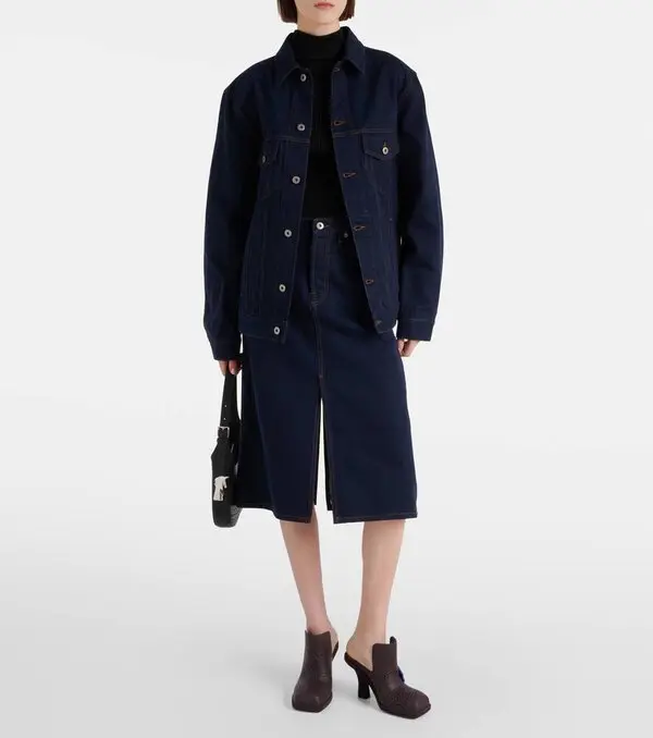 Burberry High-rise Denim Midi Skirt