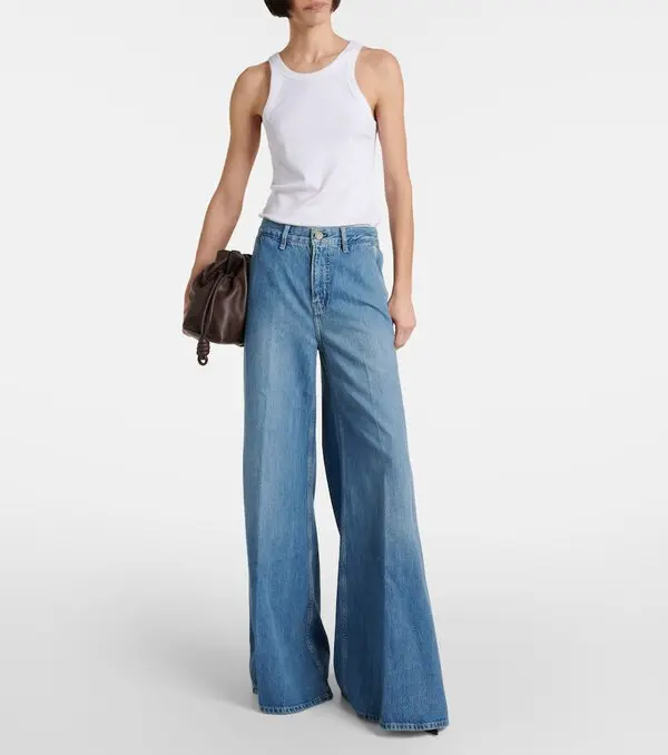 FRAME Extra Wide Leg High-rise Jeans - Blue
