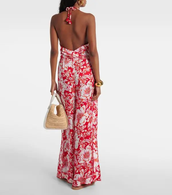 Poupette St Barth Isabelle Floral Halterneck Jumpsuit - Red
