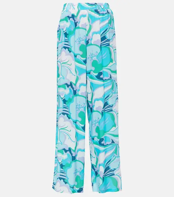 Melissa Odabash Olivia Floral Wide-leg Pants - Blue