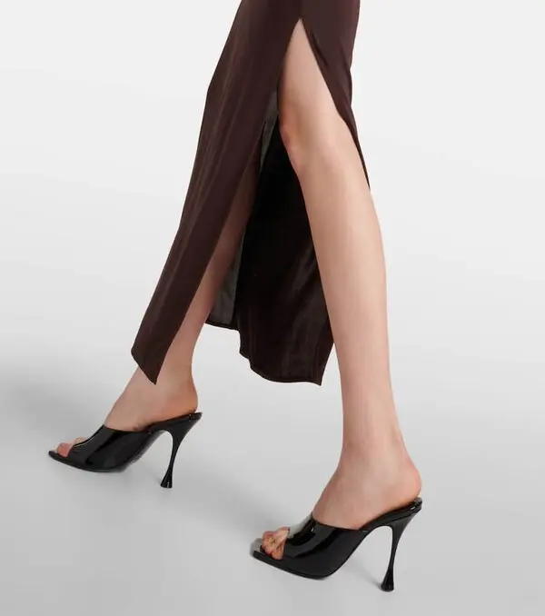 Magda Butrym Draped Midi Dress With Floral Appliques