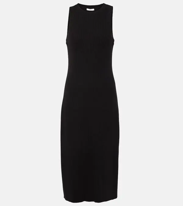 Vince Ribbed-knit Jersey Midi Dress
