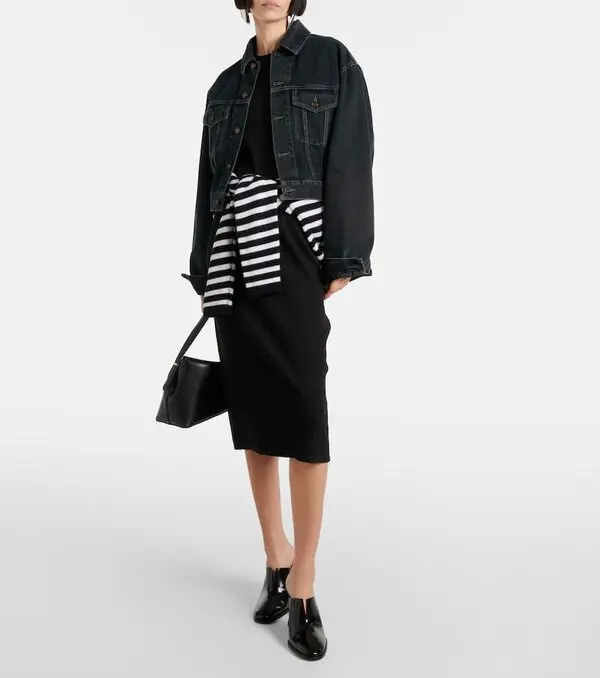 Vince Ribbed-knit Jersey Midi Dress