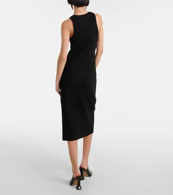 Vince Ribbed-knit Jersey Midi Dress