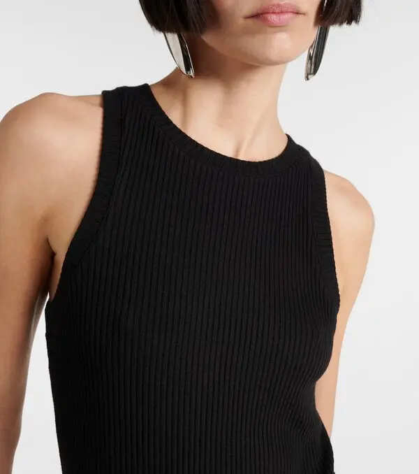 Vince Ribbed-knit Jersey Midi Dress
