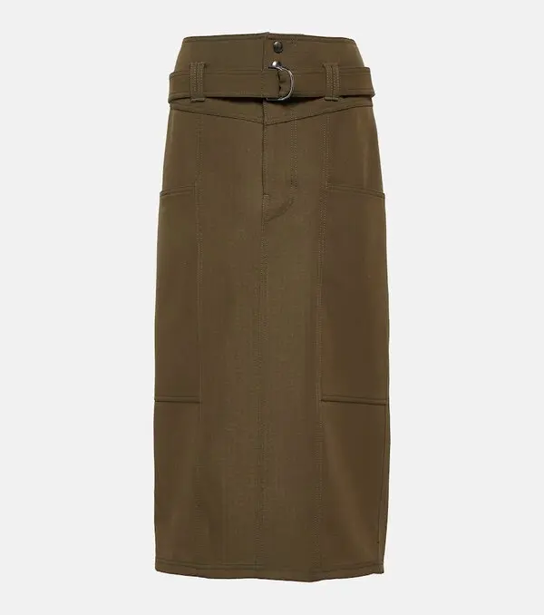 TOD'S Virgin Wool Midi Skirt - Brown