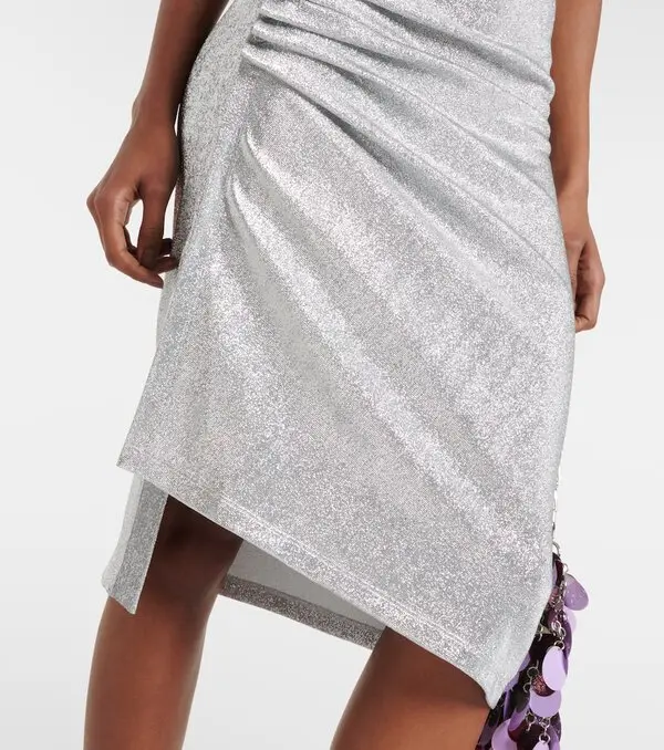 Rabanne Metallic Jersey Midi Dress - Silver