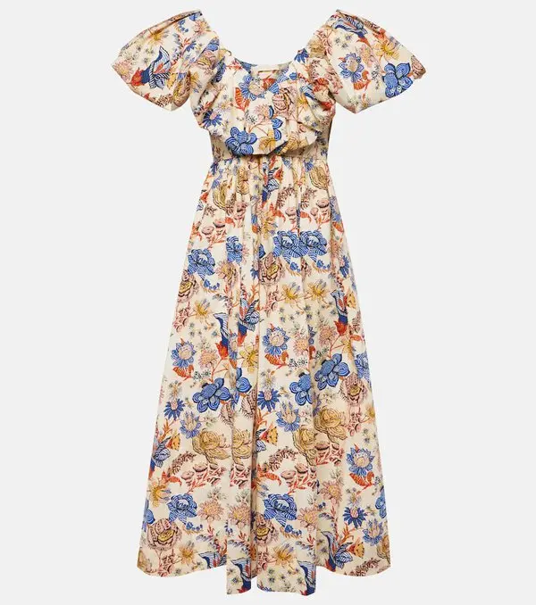 Ulla Johnson Francesca Floral Cotton Poplin Midi Dress - Multicoloured