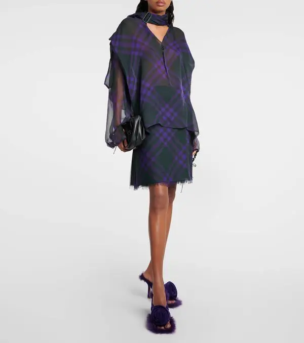 Burberry Checked Silk Miniskirt