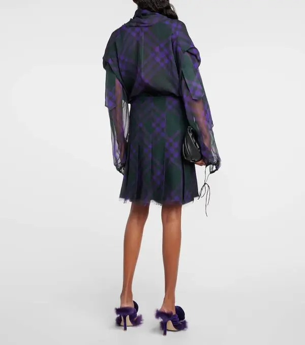 Burberry Checked Silk Miniskirt