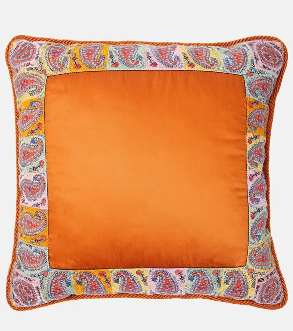 Etro Embroidered Cushion - Orange