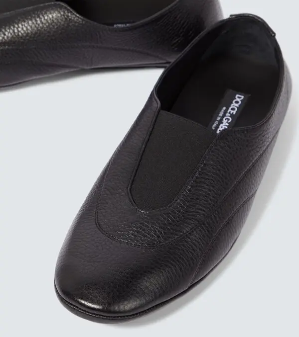 Dolce & Gabbana Leather Round Toe Flats