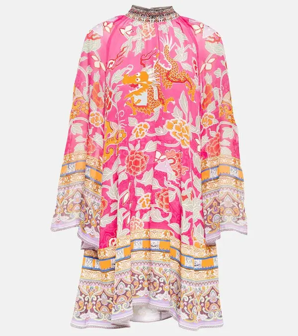 Camilla Printed Silk Minidress - Multicoloured