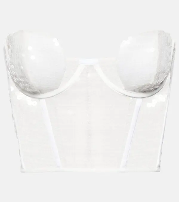 NENSI DOJAKA Bridal Sequined Bustier - White