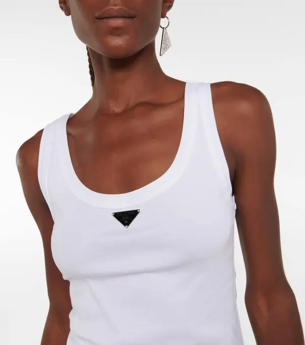 Prada Logo Cotton Tank Top