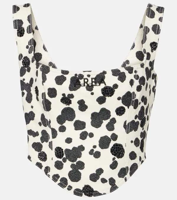 AREA Dalmatian Embellished Corset - White