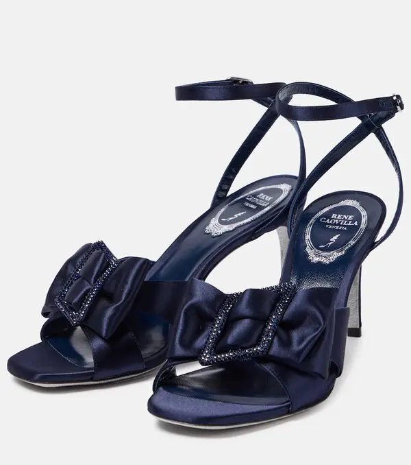 Rene Caovilla Embellished Bow Detail Satin Sandals