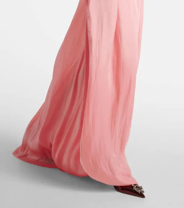 Costarellos Charmain Plisse Georgette Gown - Pink