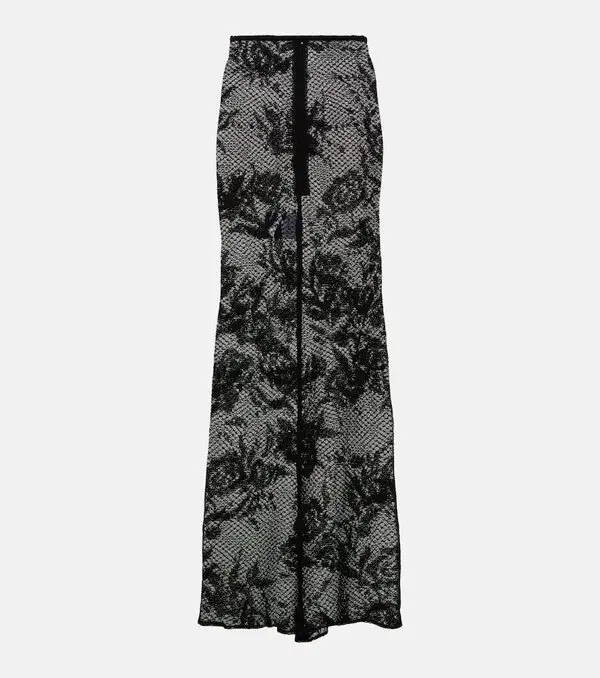 Alaïa Floral Mesh Maxi Skirt
