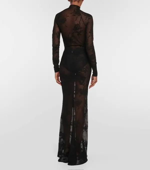 Alaïa Floral Mesh Maxi Skirt