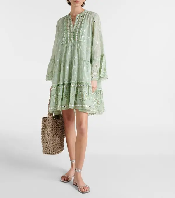 JULIET DUNN Embroidered Mini Dress