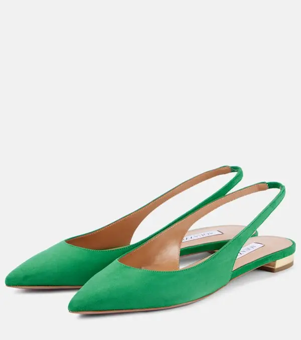 AQUAZZURA Purist Suede Slingback Flats