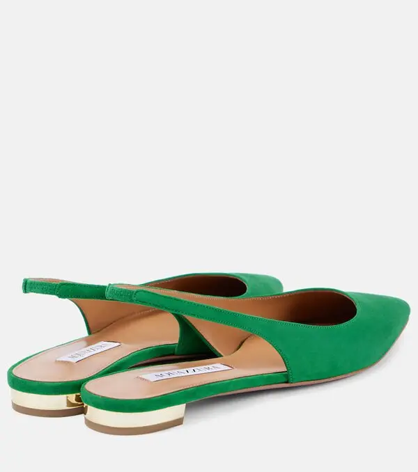 AQUAZZURA Purist Suede Slingback Flats